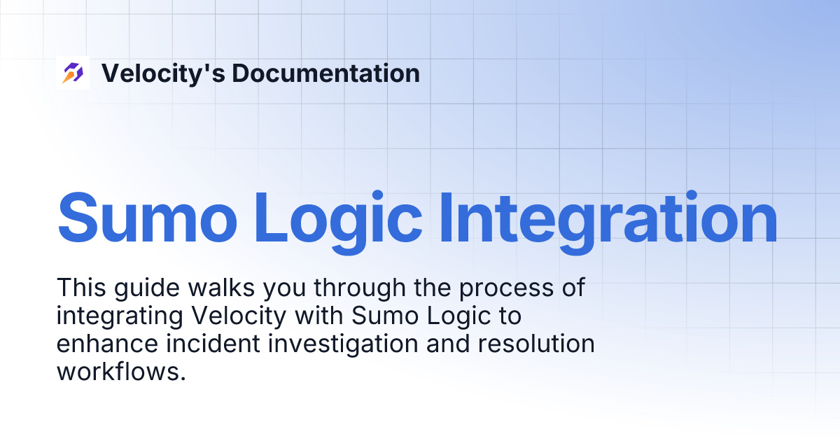 Sumo Logic Integration | Velocity's Documentation